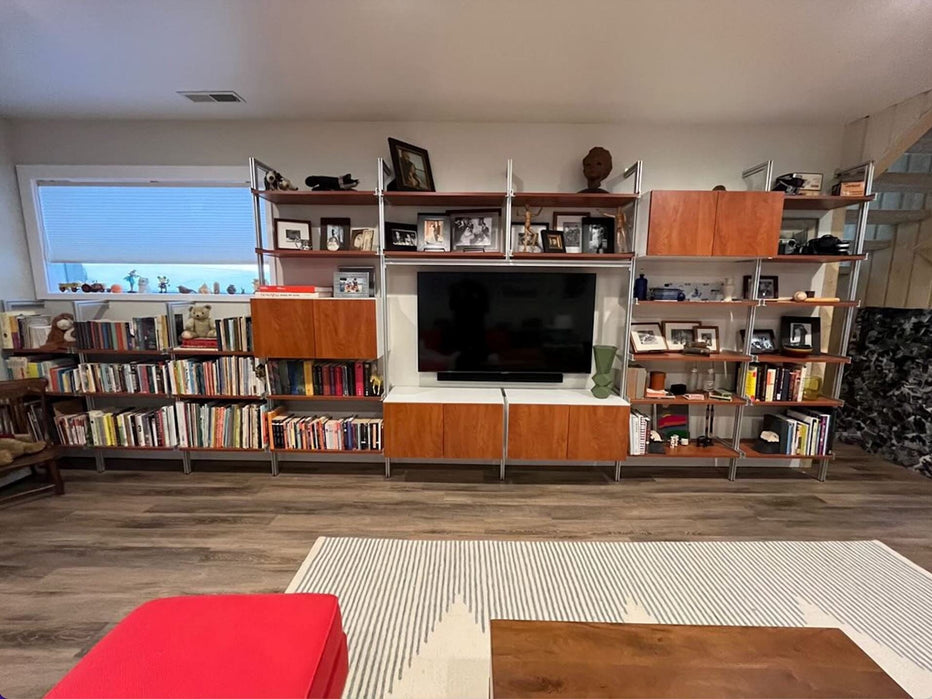Custom Mid-Century Basement Shelving by Modern Shelving
