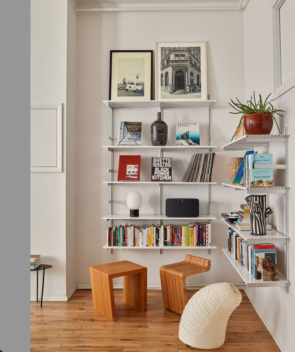 Bookstore-Inspired Reading Nook with Modern Shelving