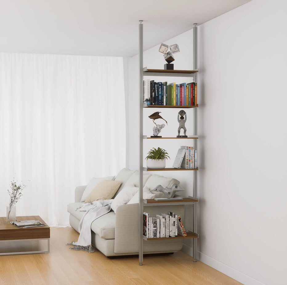 Aluminaire Wood Inspired Floor to Ceiling Shelving Room Divider - Sati ...