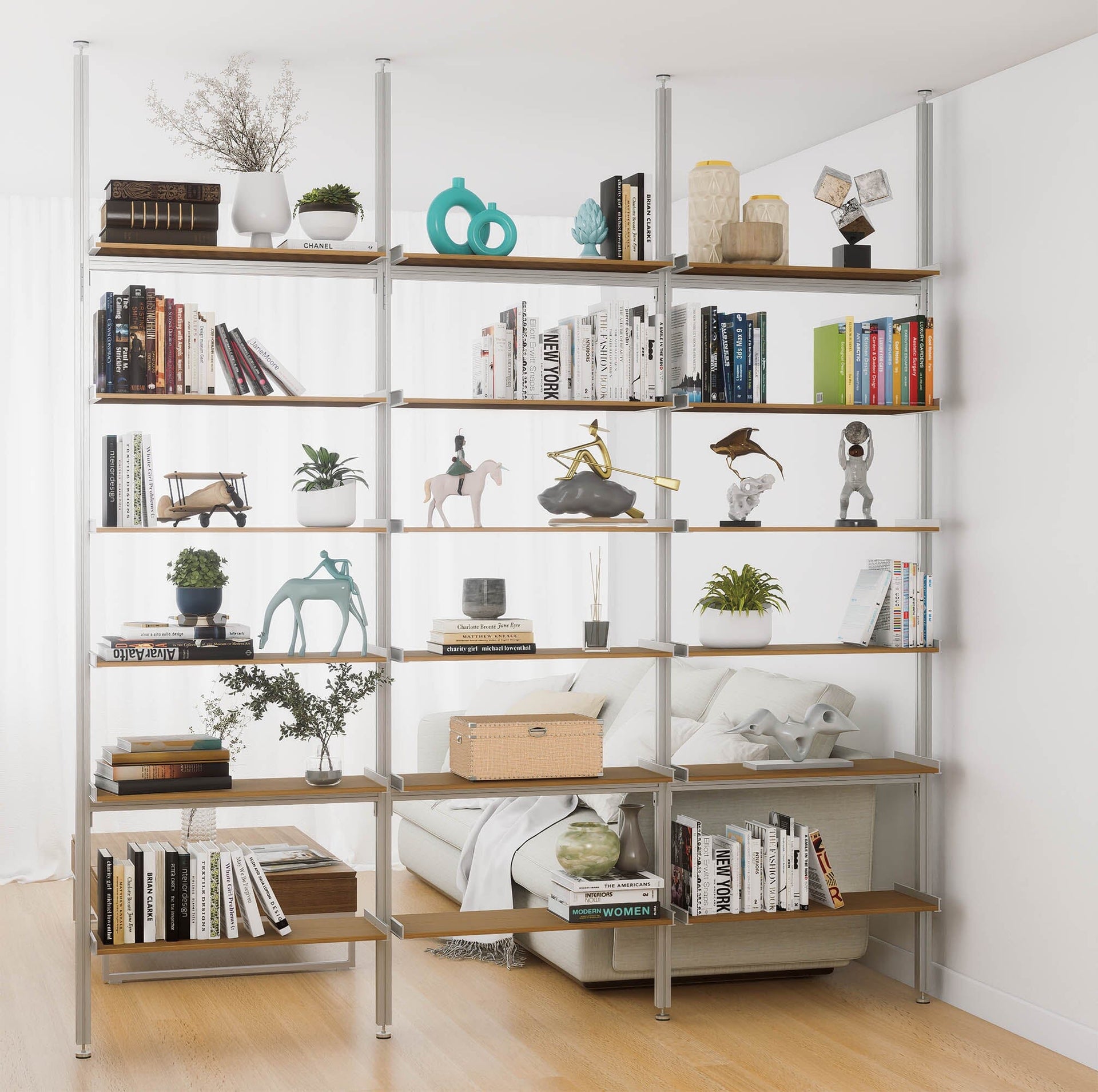 Aluminaire Wood Inspired Floor to Ceiling Shelving Room Divider ...
