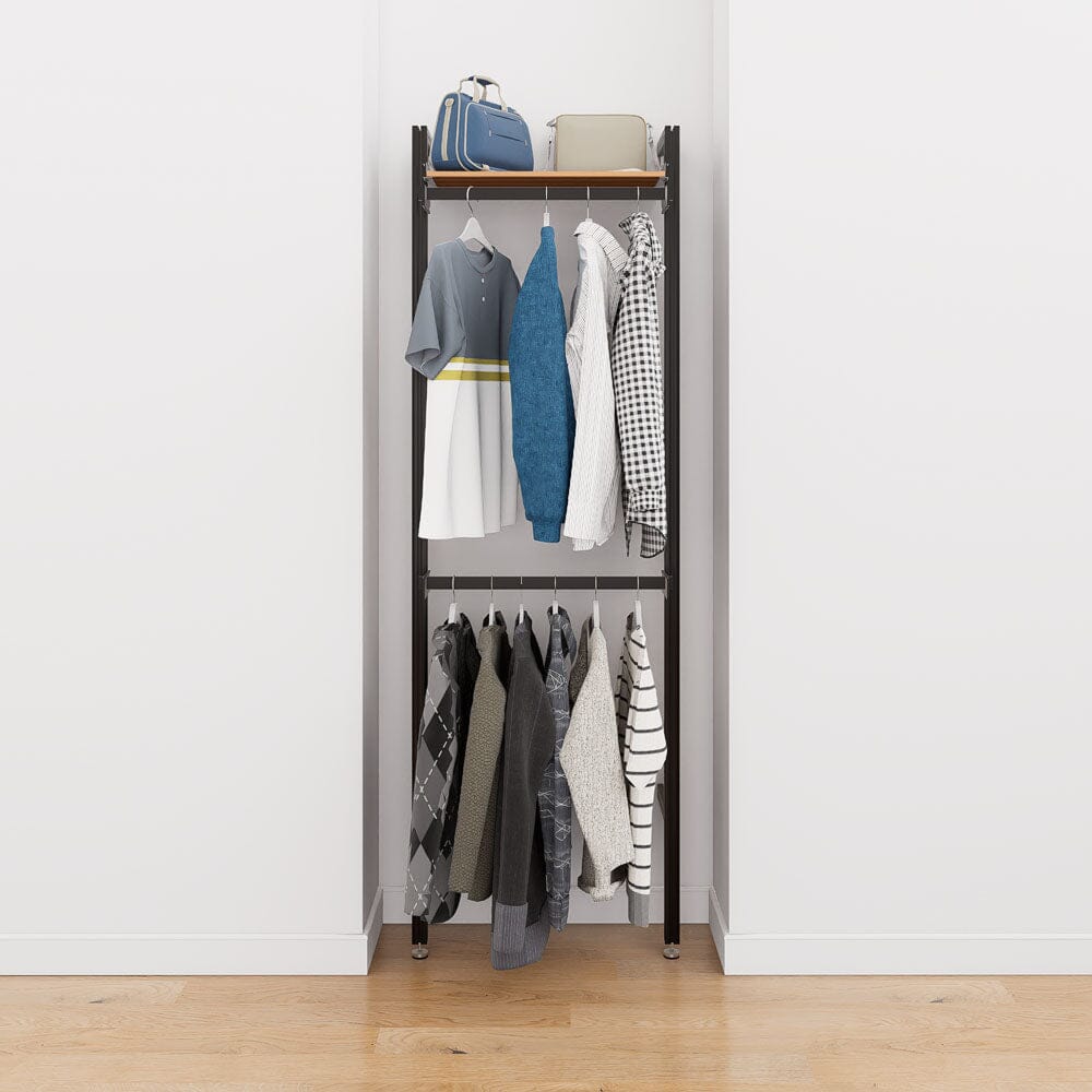 Adjustable Aluminum Closet System – 2 Bars + 1 Shelf – Modern Shelving