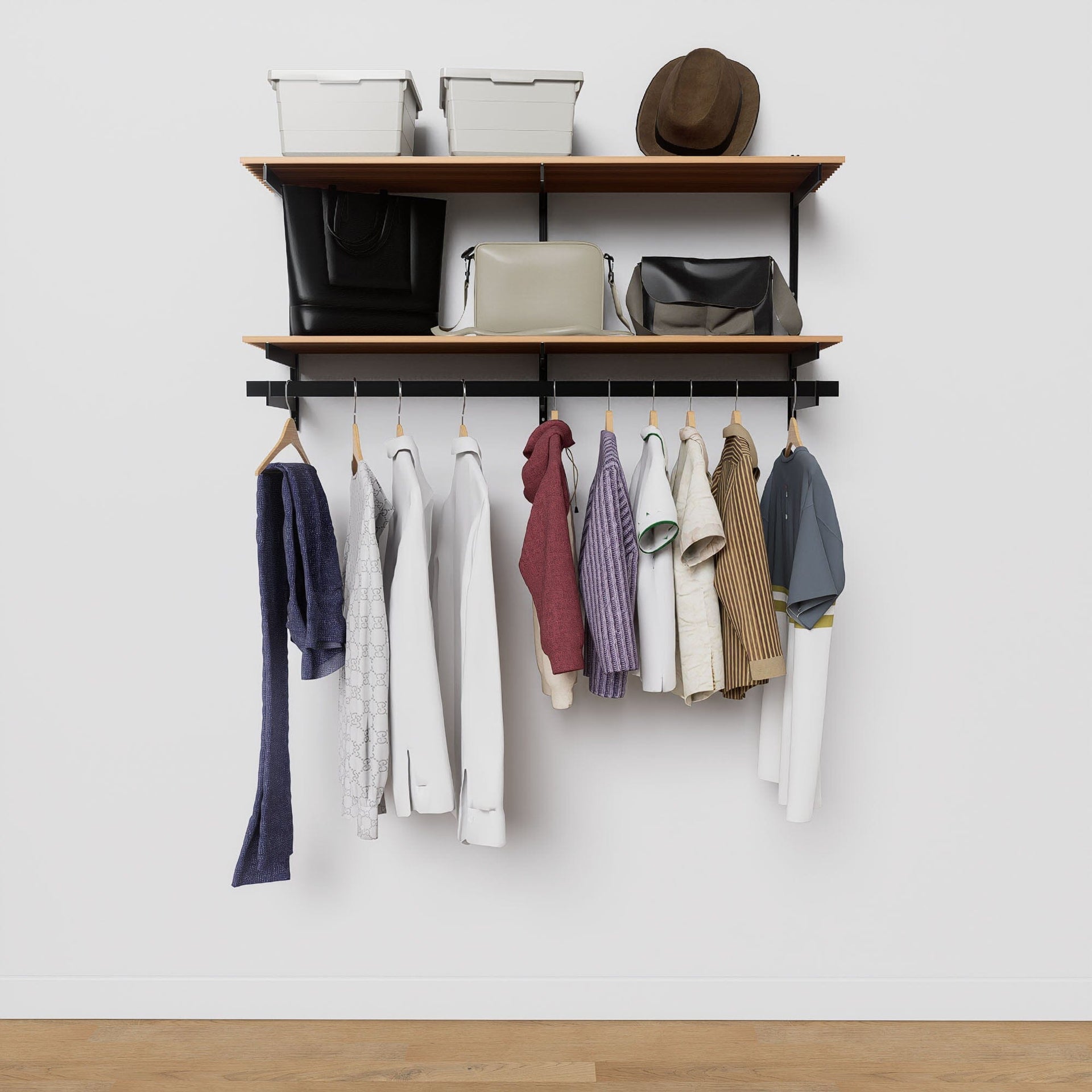 Wall-Mounted Closet Shelves with Hanger Bar | Modern Shelving