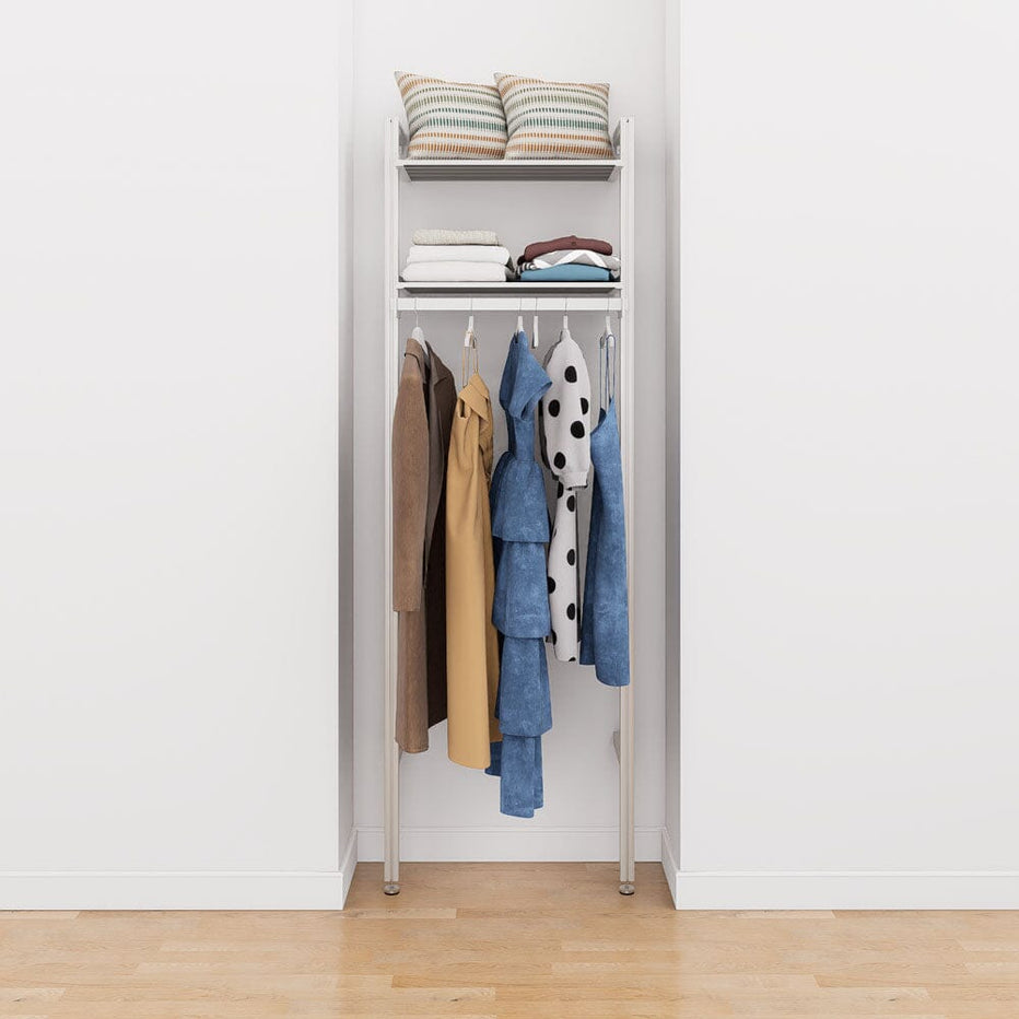 Aluminum Closet Storage System | 1 Hang Bar & 2 Adjustable Shelves ...