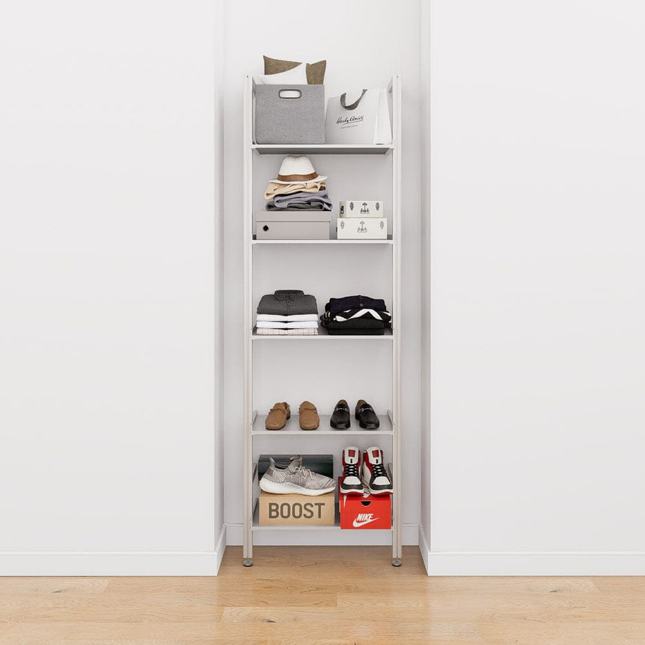 Adjustable Aluminum Closet Shelving – 5-Shelf Organizer – Modern Shelving