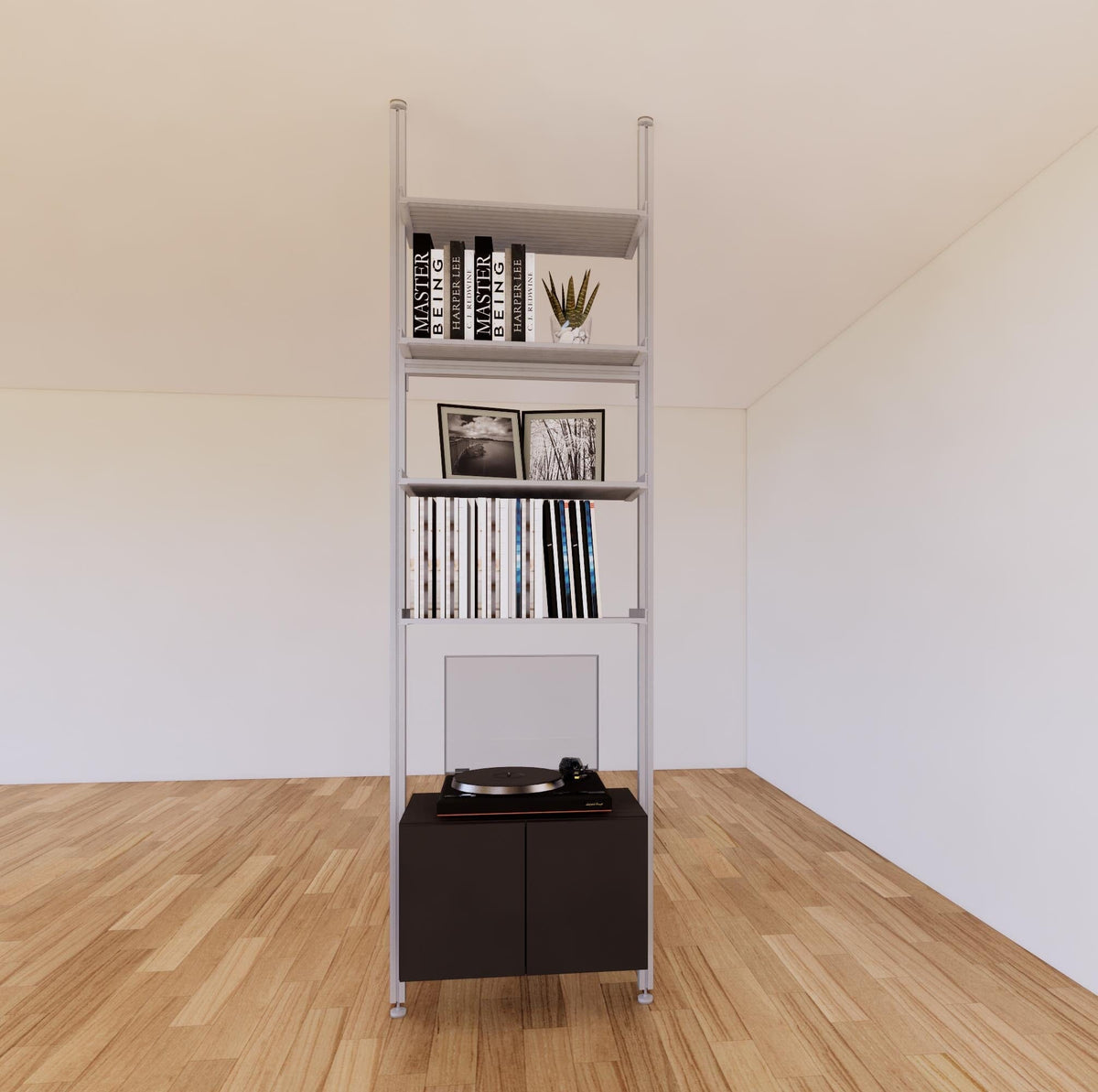 ModShelf Floor to Ceiling Room Divider Shelving with Cabinets – Modern ...