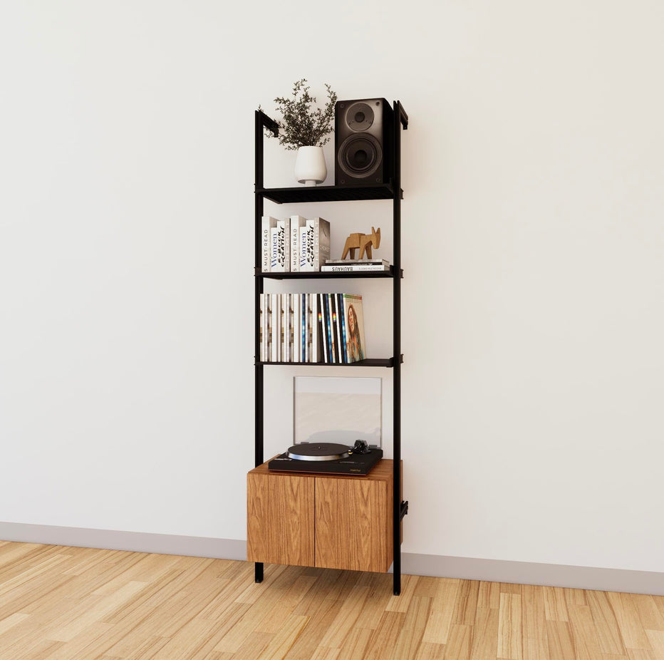 LP Vinyl Media Storage System - Aluminum + Wood Cabinets – Modern Shelving