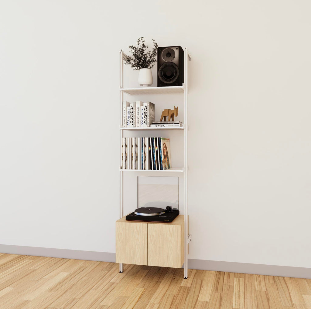 LP Vinyl Media Storage System - Aluminum + Wood Cabinets – Modern Shelving