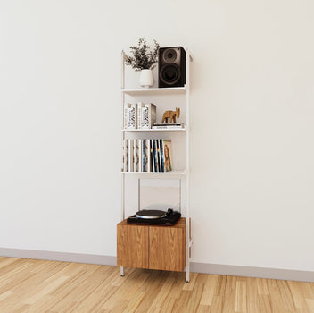 LP Vinyl Media Storage System - Aluminum + Wood Cabinets – Modern Shelving