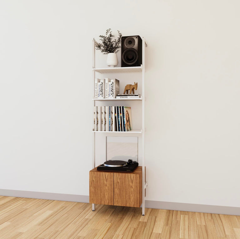 LP Vinyl Media Storage System - Aluminum + Wood Cabinets – Modern Shelving