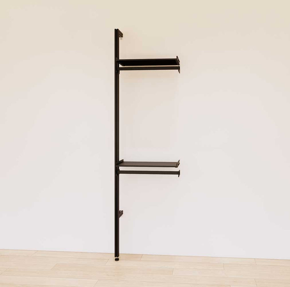 Retail Display Shelving with 2 Shelves + 2 Hanger Bars – Modern Shelving