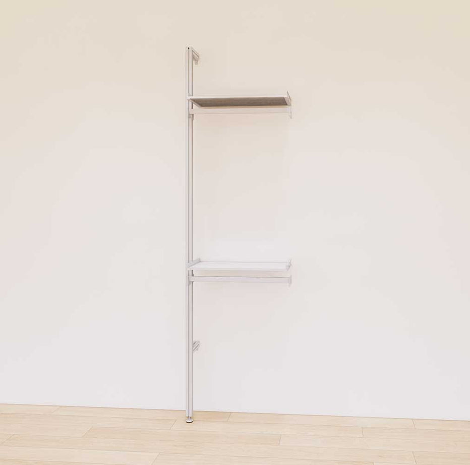Retail Display Shelving with 2 Shelves + 2 Hanger Bars – Modern Shelving