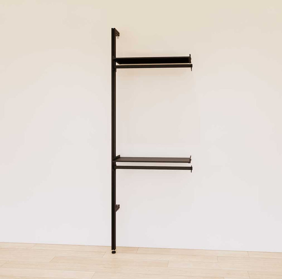 Retail Display Shelving with 2 Shelves + 2 Hanger Bars – Modern Shelving