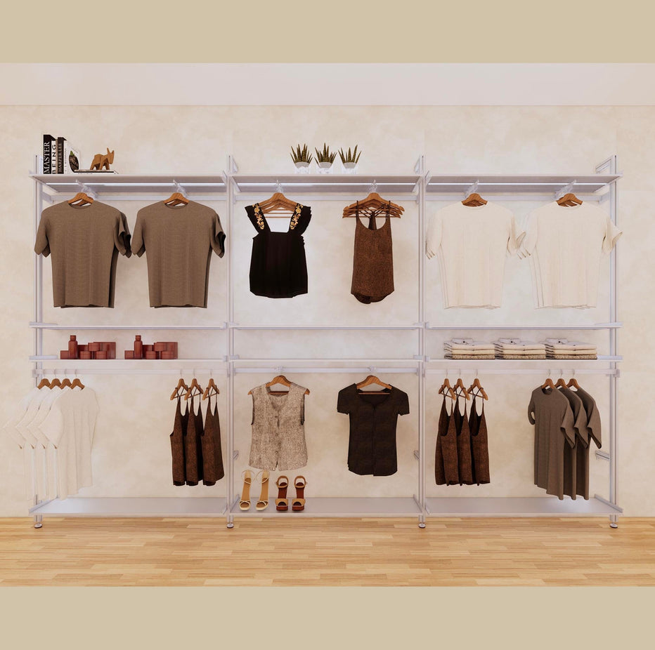 3 Bay Retail Display Shelving Units – Modern Shelving