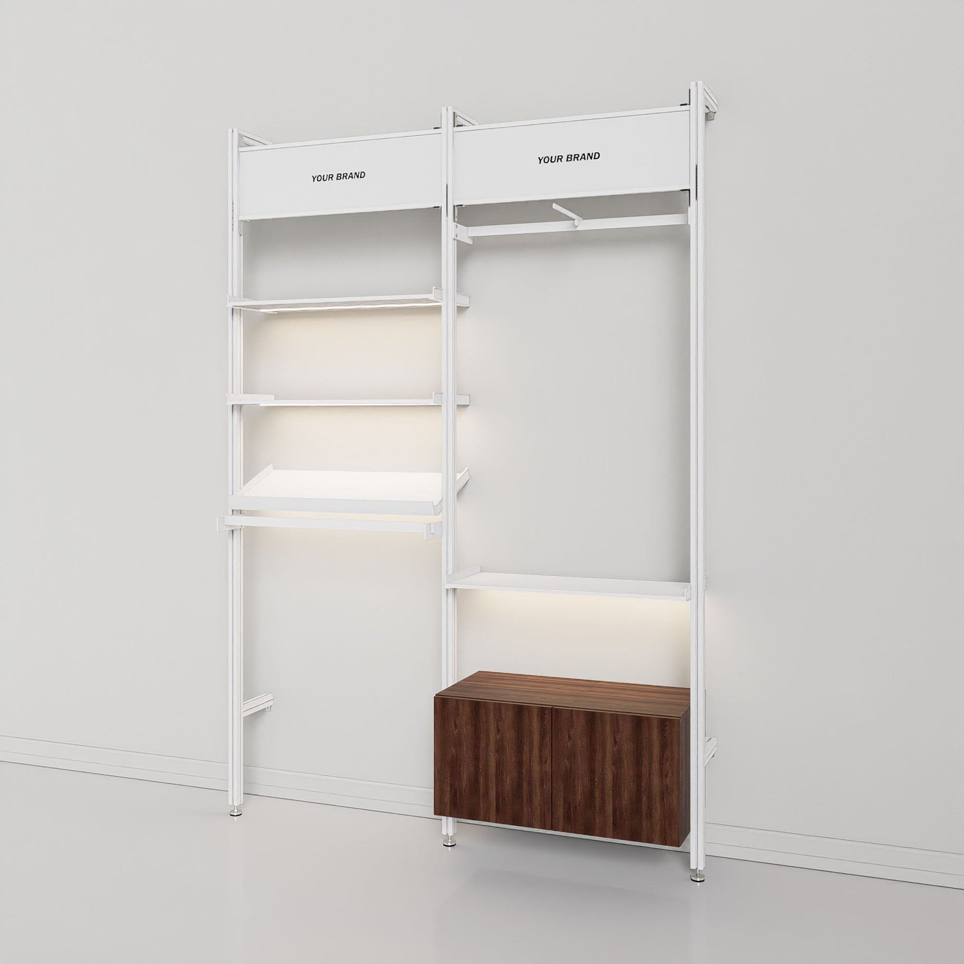 Retail Display Shelving with Signage and Storage - 2 Bay – Modern Shelving