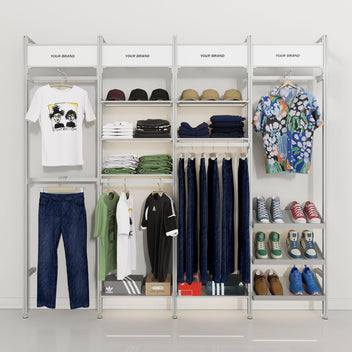Retail Display Shelving with Signage + 4 Bays and Multiple Shelving Op ...