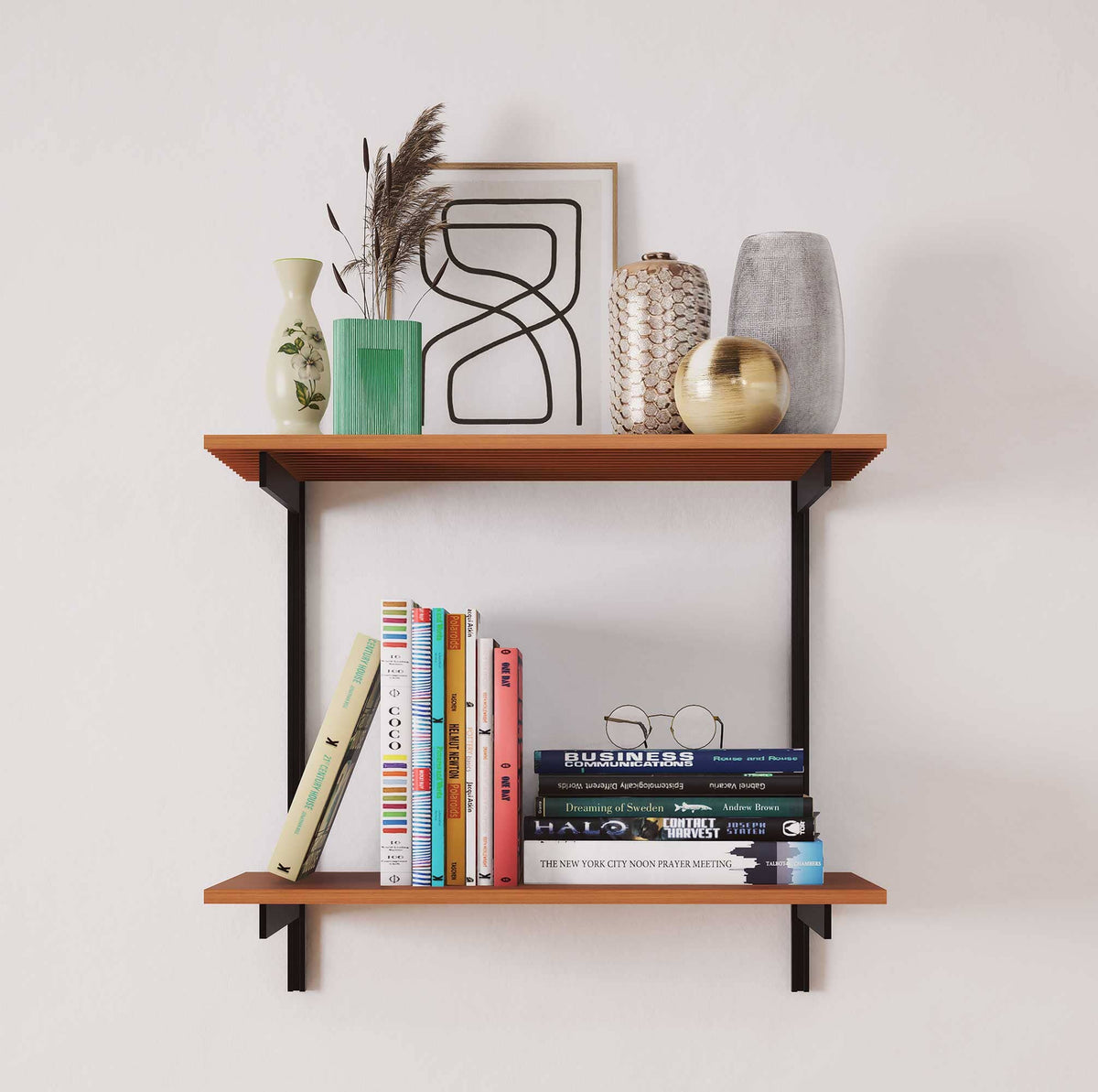 Aluminaire Wood Inspired Wall Mounted Shelving - 2 Shelf – Modern Shelving