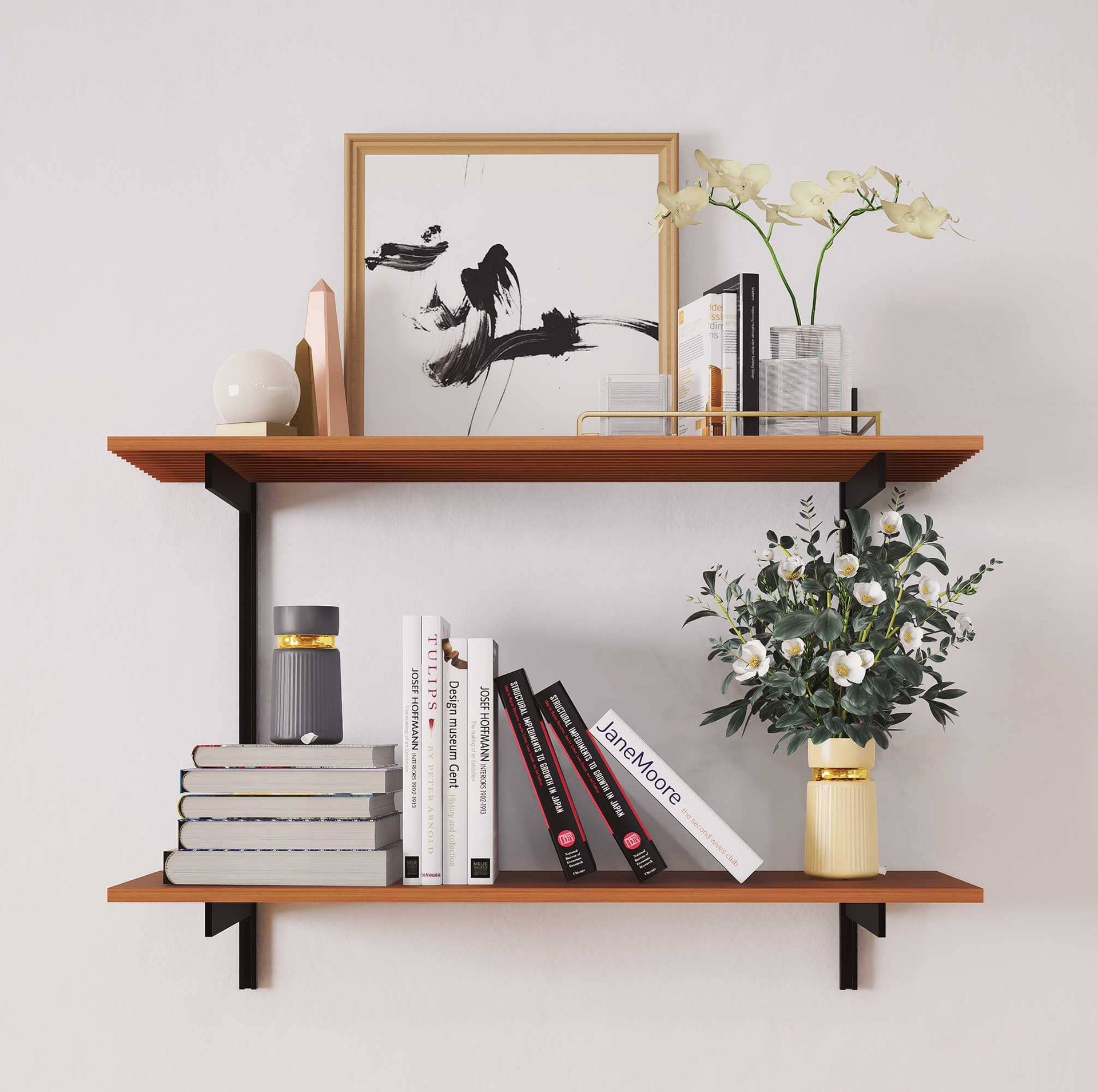 Aluminaire Wood Inspired Wall Mounted Shelving - 2 Shelf – Modern Shelving