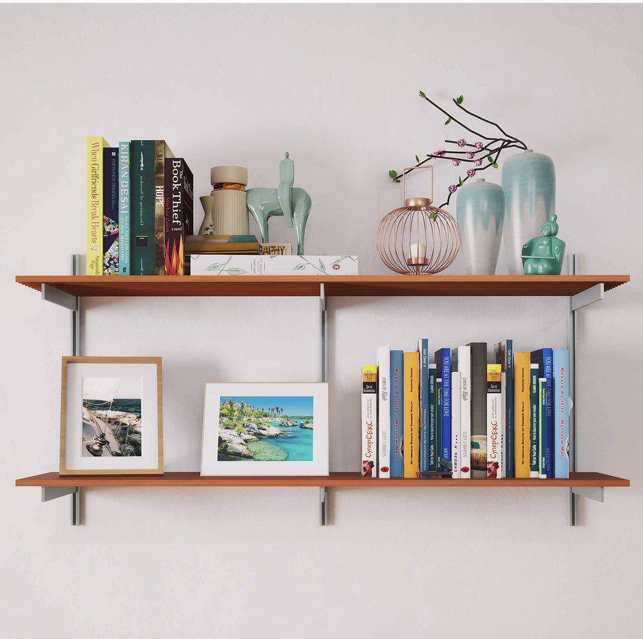 Aluminaire Wood Inspired Wall Mounted Shelving - 2 Shelf – Modern Shelving