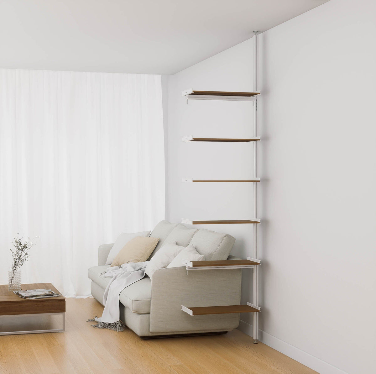 Aluminaire Wood Inspired Floor to Ceiling Shelving Room Divider ...