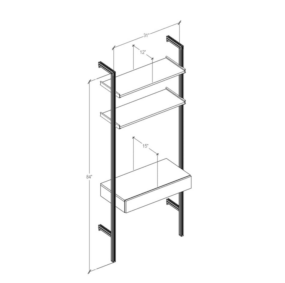 31" Desk Option with Shelves – Modern Shelving