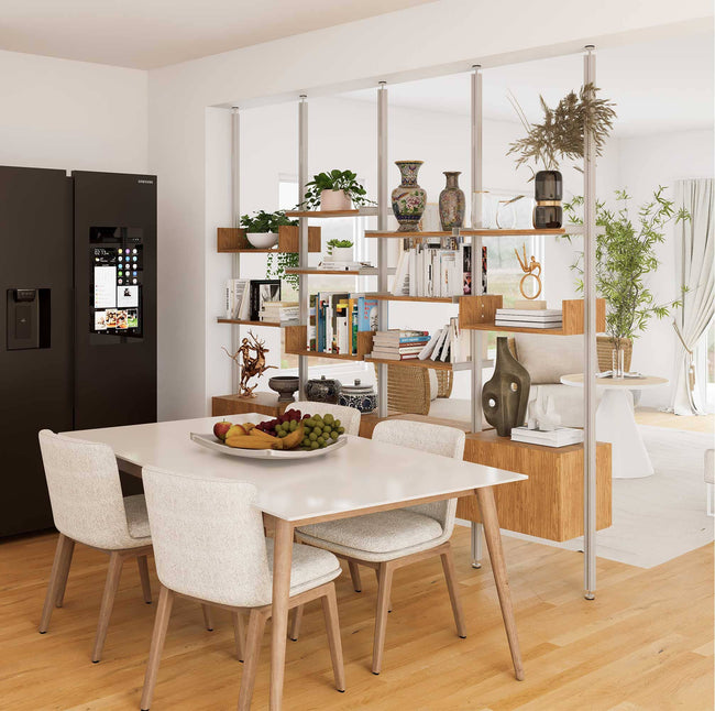Aluminaire Wood Inspired Floor to Ceiling Shelving Room Divider - Sati ...
