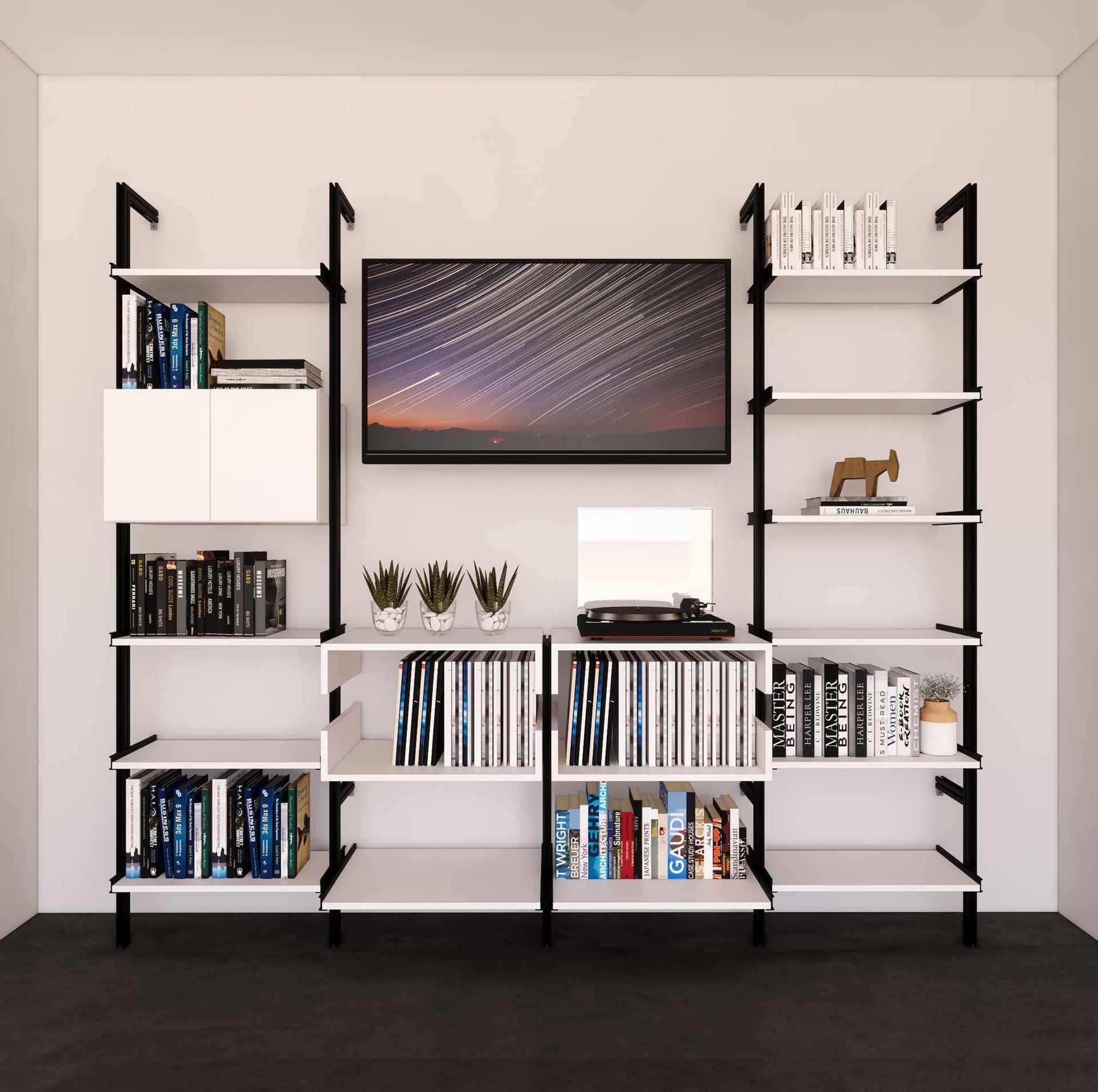 4 Bay Media Center Unit - 15 Color Options – Modern Shelving