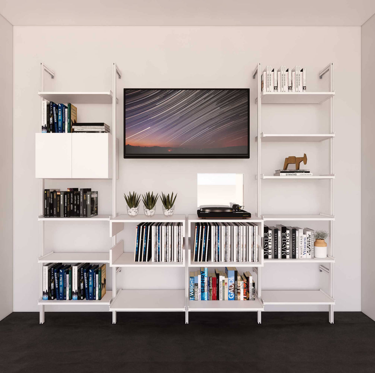 4 Bay Media Center Unit - 15 Color Options – Modern Shelving