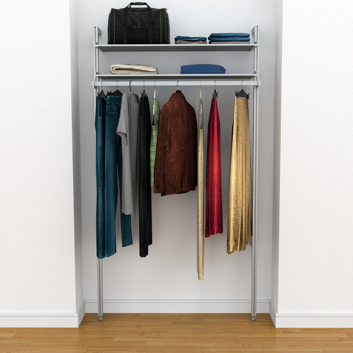 CLT51SH - Pole Mounted Double Hang Closet System – Modern Shelving