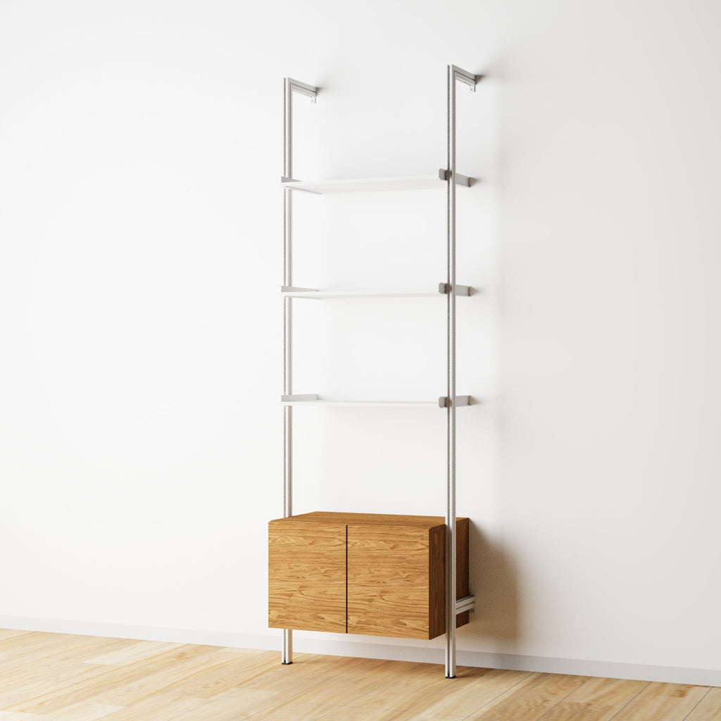 Modular Shelving Units with Aluminum Shelves and Wood Cabinets – Modern ...