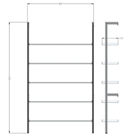 PAL50 50” Wide Pole Mounted Aluminum Shelving – Modern Shelving