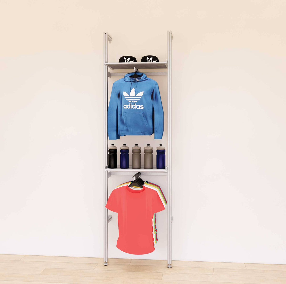 Retail Display Shelving Units with Front Hanging Hangers + Shelves ...