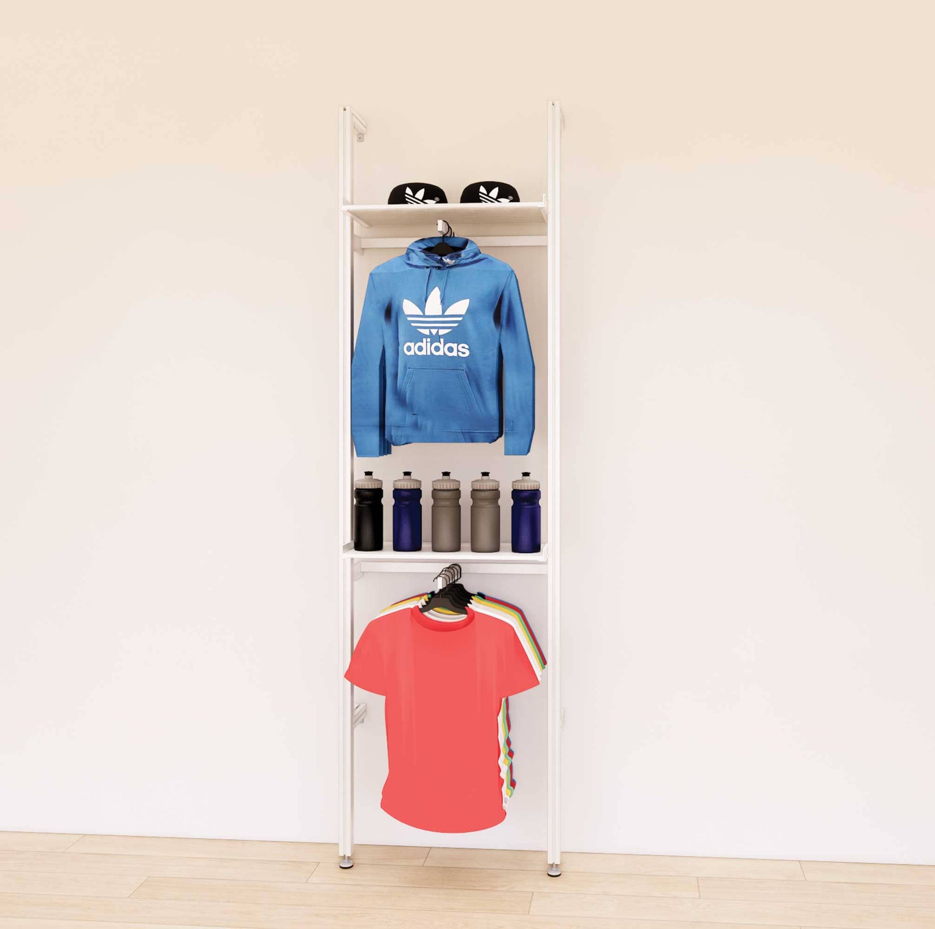 Retail Display Shelving Units with Front Hanging Hangers + Shelves ...