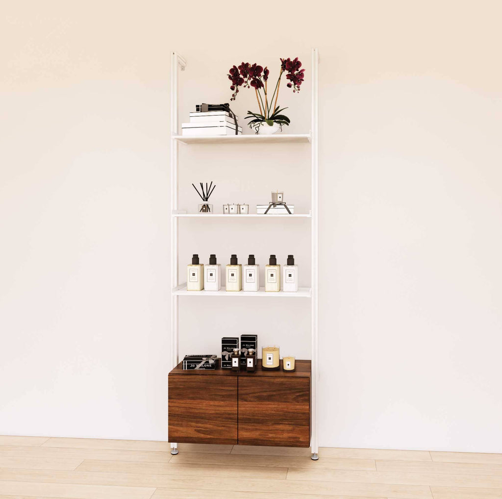 Retail Display Shelving with Base Cabinets – Modern Shelving