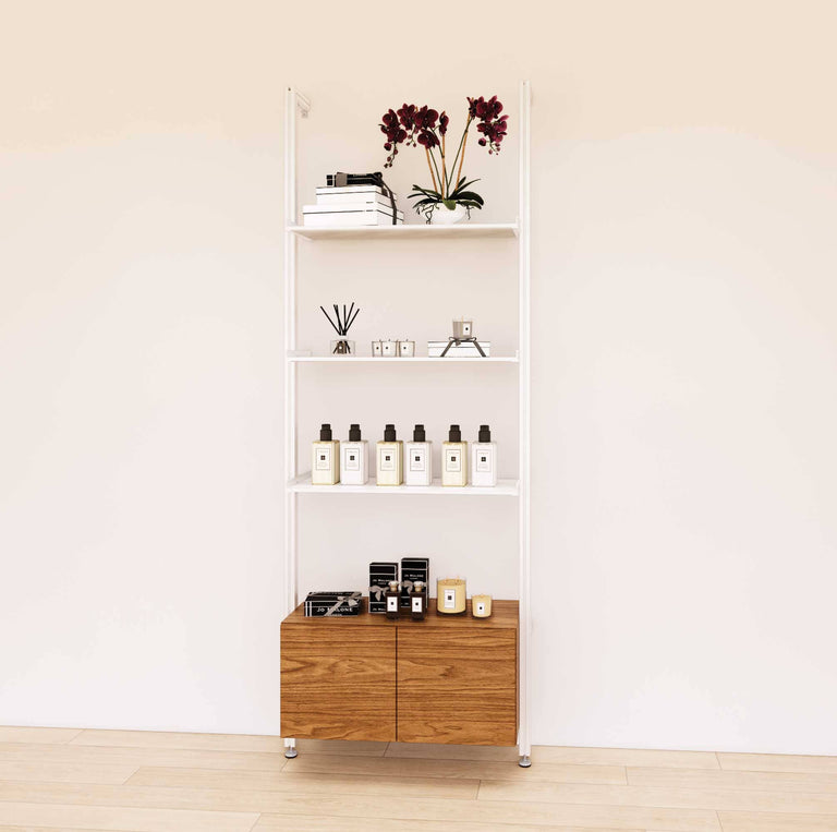 Retail Display Shelving with Base Cabinets – Modern Shelving