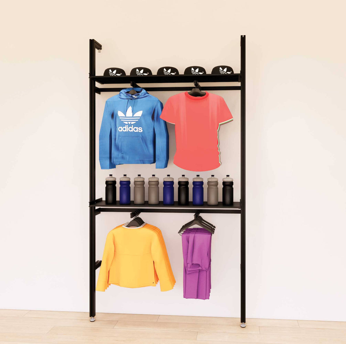 Retail Display Shelving Units with Front Hanging Hangers + Shelves ...