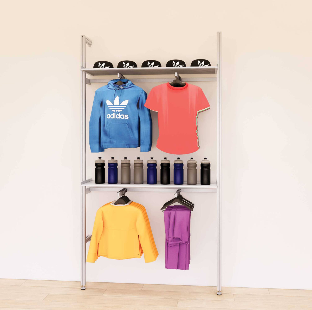 Retail Display Shelving Units with Front Hanging Hangers + Shelves ...