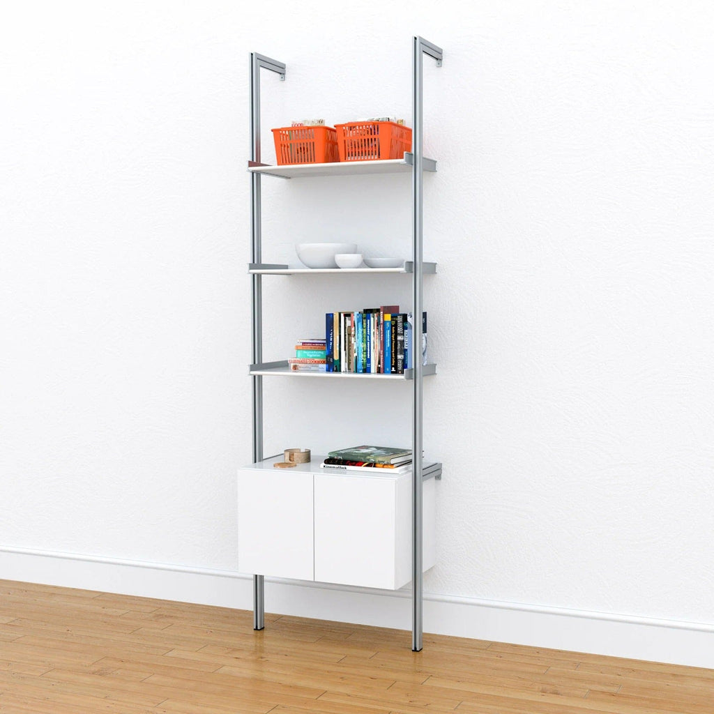 Modular Shelving Units with Aluminum Shelves and Wood Cabinets – Modern ...
